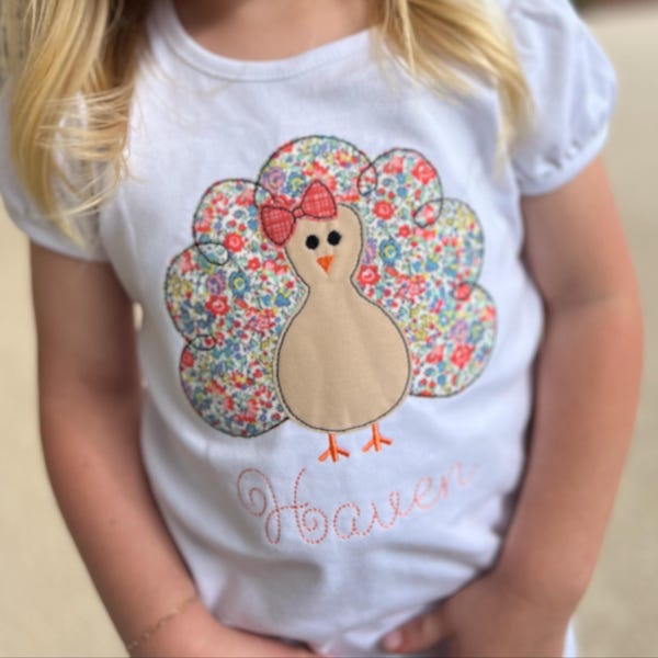 Girls Thanksgiving Floral Fall Turkey Shirt/pumpkin Patch Shirt ...