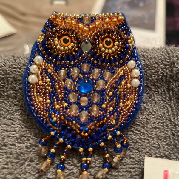 DIY Jewelry Making Kit, Seed Beaded Brooch "owl", Abris Art. Bead ...