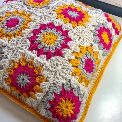 Granny Square Pattern, Crochet Pattern, Crochet Pillow ,mustard Medley ...