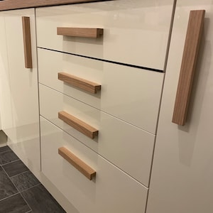 Long Oak Handle Cabinet Handle up Cycled Furniture Handle Kitchen ...