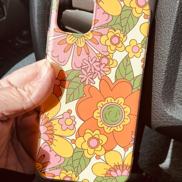 Retro Groovy Phone Case Floral Hippie Cover for iPhone 17 Pro Max, 16e ...