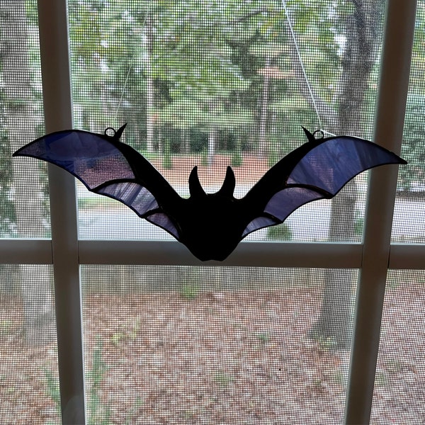 Halloween Bat Stained Glass Bat Decor Window Hangings Stained Glass ...