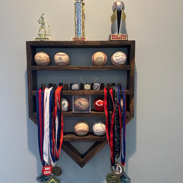 Handcrafted Wood Baseball Shelf Handmade Wooden Baseball Glove Display ...