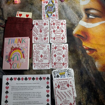 Cartomancy Learner Deck Handprinted & Cartomancy Method Booklet - Etsy