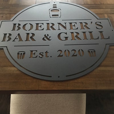 Personalized Bar Metal Sign for Home Bar, Custom Metal Bar Sign, Patio ...