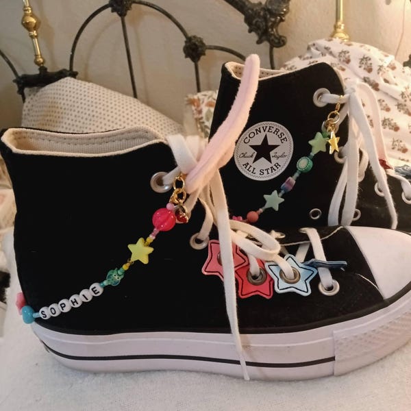 Personalized Shoe Charm Custom Shoe Chain Rainbow Beaded Sneaker ...