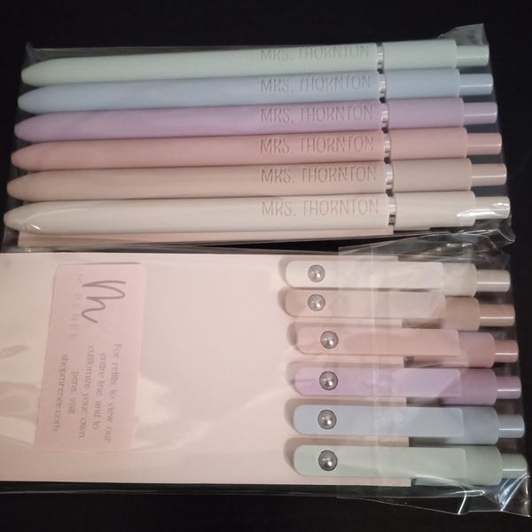 Custom Colored Ink Pens｜personalized Pens｜set of 5 Custom Engraved ...