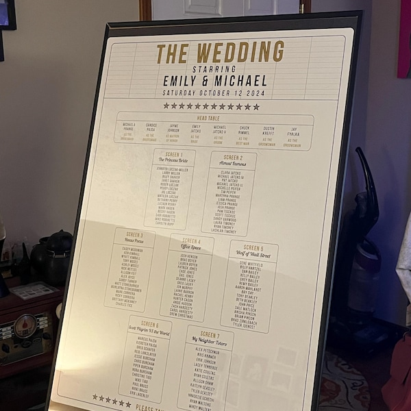 10 Personalised Cinema / Movie / Film Themed Wedding Table Name Signs ...