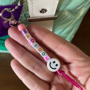 Custom Beaded Name Keychain Smiley Face Key Chain Custom - Etsy