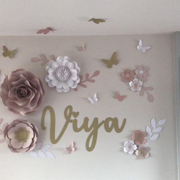 Rose Gold Paper Flower Wall Decor With Name/our New House/elegant House ...