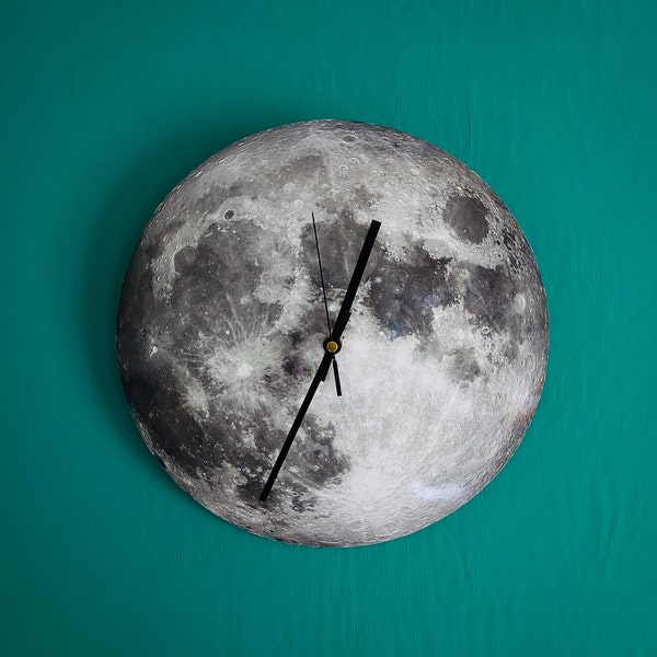 Moon Wall Clock - Decoupage Photo Clock - Space Clock - Black and White ...