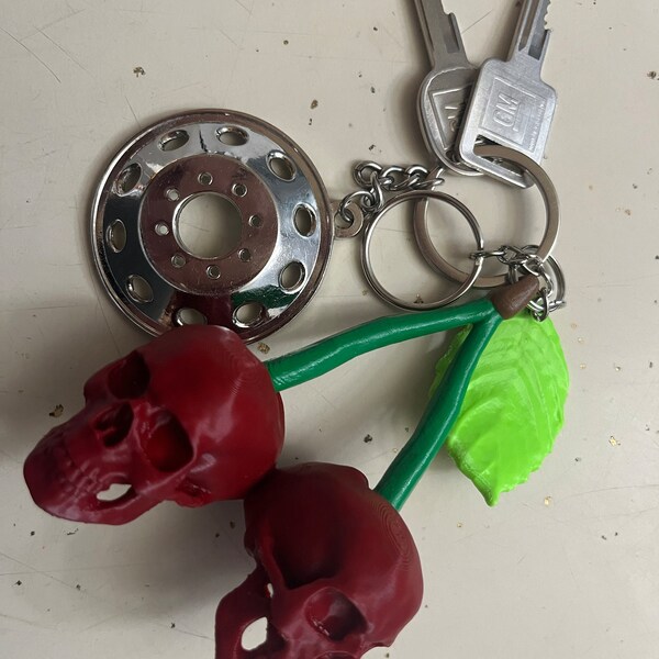 Cherry Skull Fruit Keychains| 5" Skull Accessories for Car Mirrors ...