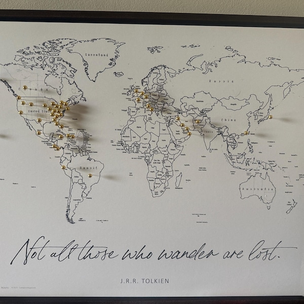 Push Pin Mini World Travel Map - Countries Labeled - Personalizable ...