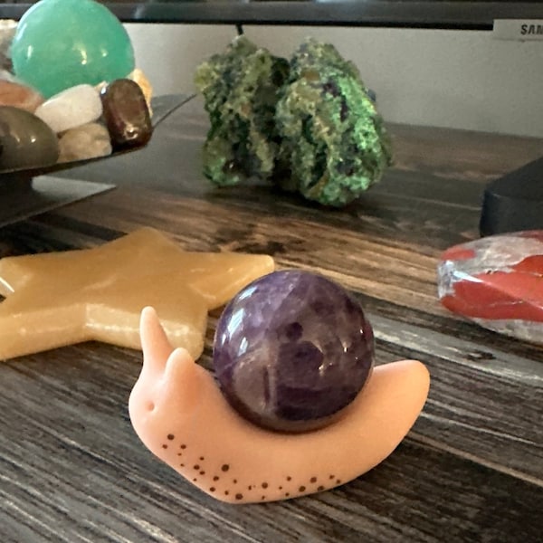 Large Snail Sphere Stand, Snail Crystal Holder, Snail Figurine, Crystal ...