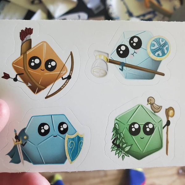 Cute Dice Sticker Packs | Cute Dnd Gift | Kawaii Gift for Dm | Dungeons ...