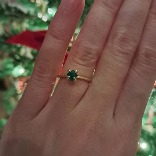 Raw Emerald Crystal Ring. Rustic Organic Alternative Unique Raw Rough ...