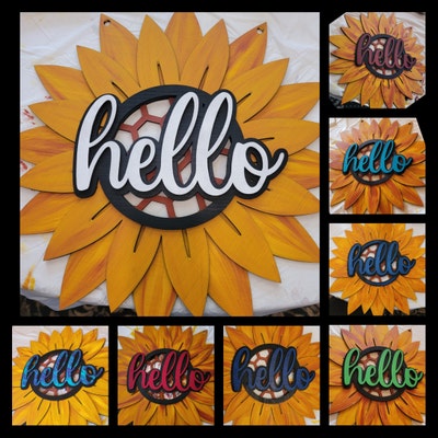 Hello Sunflower DIY Round Door Sign / Welcome Door Hanger / Hi Door DIY ...