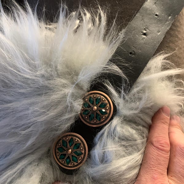Lot of 4 1.5" Copper Thunderbird Conchos With Turquoise and Red Enamel ...