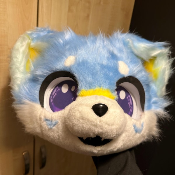 Blue Fox Fursuit Head With Matching Paws and Hair Accessories Cute ...