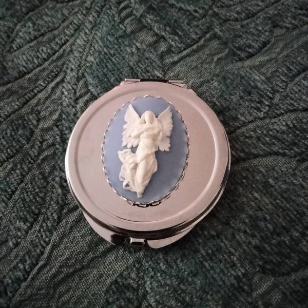 Choose Blue or Black - Guardian Angel Cameo Compact Mirror - Makeup ...