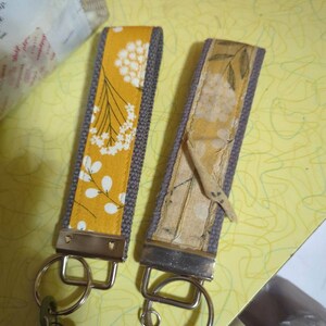 Blue Print Floral Key Fob Fabric Key Fob Navy Key Fob Blue Flower Key ...