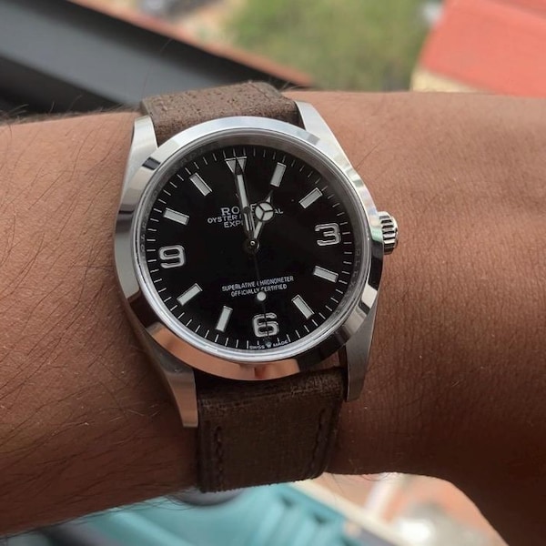 Flank Alligator Black Nubuck, Leather Watch Band Handmade,personalized ...