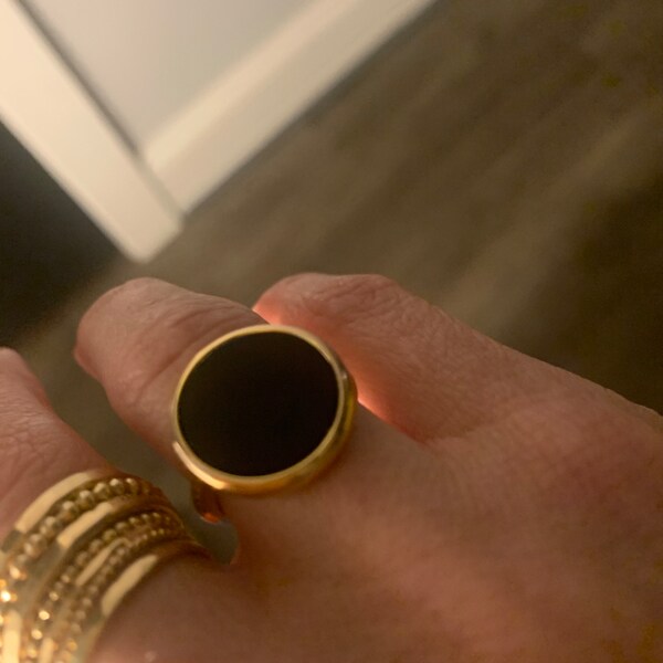 Round Disc Ring Gold Filled Circle Hammered Geometric Circular - Etsy