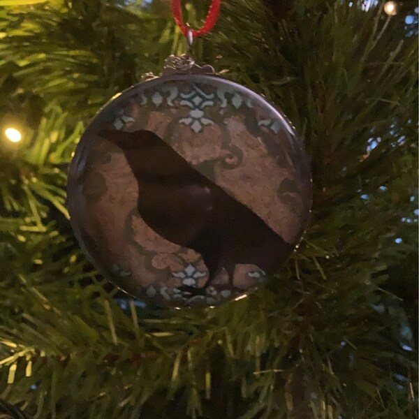 Damask Crow Raven Christmas Ornament -vict - Etsy