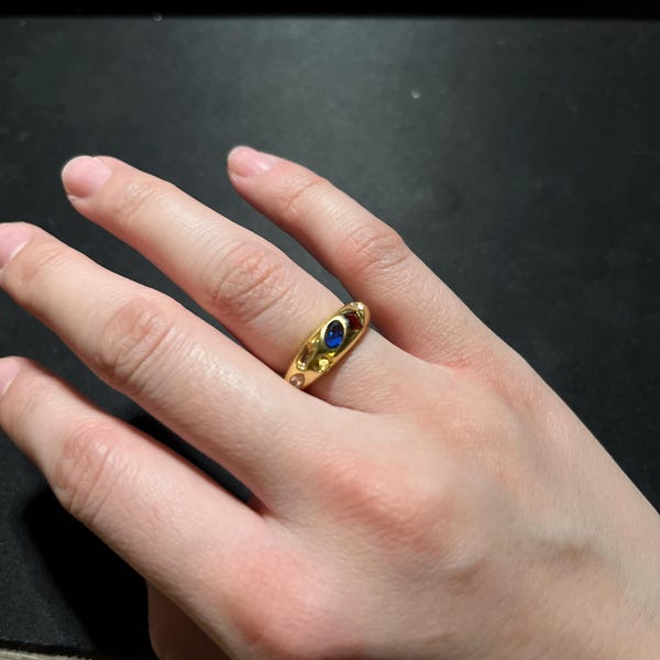 Mixed Birthstone Dome Ring by Caitlyn Minimalist • Chunky Art Deco ...