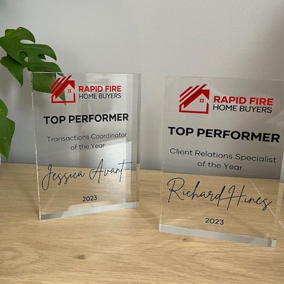 Hexagon Acrylic Trophy With Wood Base / Science Award / STEM Award ...