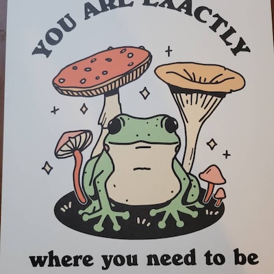 Retro Frog Poster Print, Positive Quote, Vintage Frog Mushroom ...