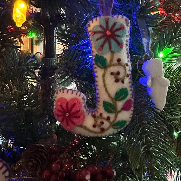 White Letter - Embroidered Wool Ornament Alphabet Initials Abcs ...