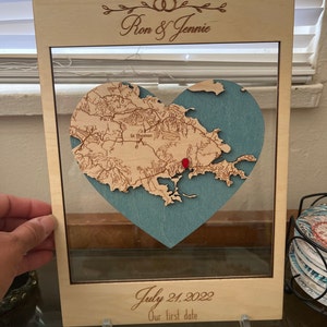 Long Distance Gift for Couple Personalized Framed Wood Map - Etsy