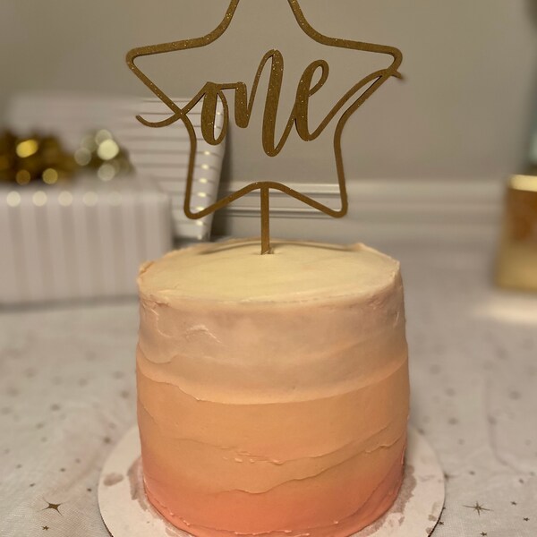 One Star Cake Topper 5.5"w, First Birthday Topper, Anniversary Topper ...