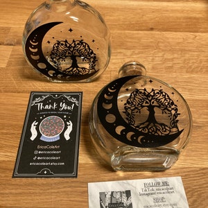 Moon Water Moon Phase Glass Bottle With Cork Full Moon | Etsy