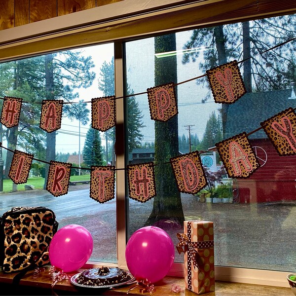 Black Glitter Cheetah Birthday Banner, Black Leopard Banner, Cheetah ...