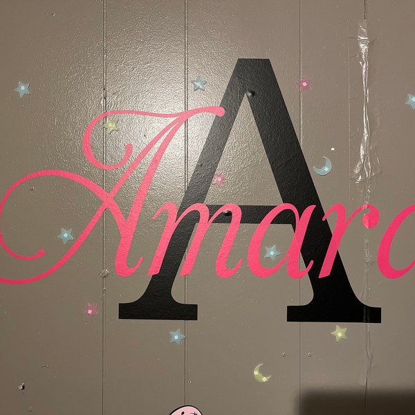 Custom Initial and Name Wall Decal - Personalized Name Monogram Wall ...