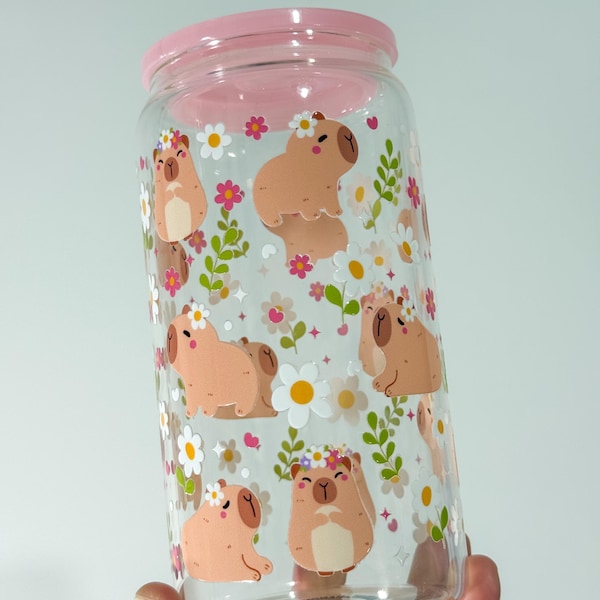 Daisy Capybara Glass Can Wrap, Cute Capybara Wrap, Animal Cup Wrap ...