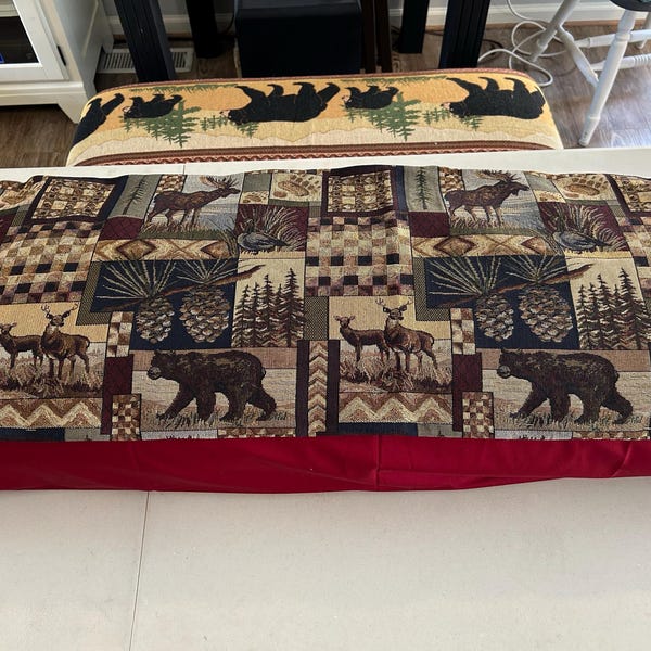 Tapestry Table Runner in Outdoor Fall Leaves, Rustic Cabin Theme ...