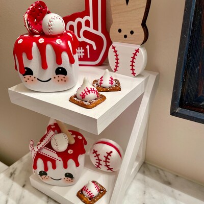 Baseball Tiered Tray Decor 10 Pc Set/ Baseball Shelf Sitter Decor/your ...