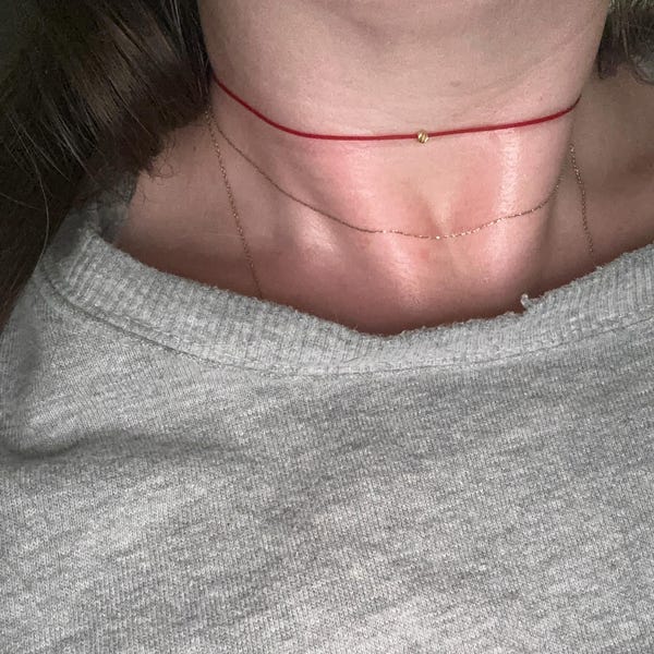 925 Gold Drop Choker, Red String Choker, Protection Jewelry, Kaballah Red Necklace, Red Amulet ...