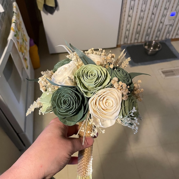 Wedding Bouquet, Bridal Bouquet, Sola Flower, Wedding Flower, Wooden ...