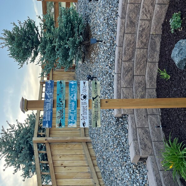 Personalized Hanging Rustic Wood Signs, Directional Arrow Signs ...