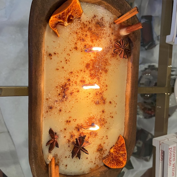 Spiced Orange and Cinnamon Chai Woodwick Dough Bowl Candle - Etsy