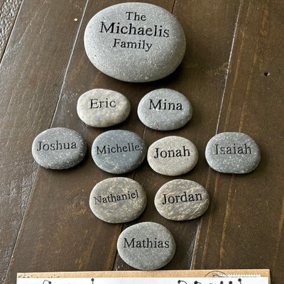 1 Custom Engraved 2 Stone With YOUR Words or Names 2 - Etsy