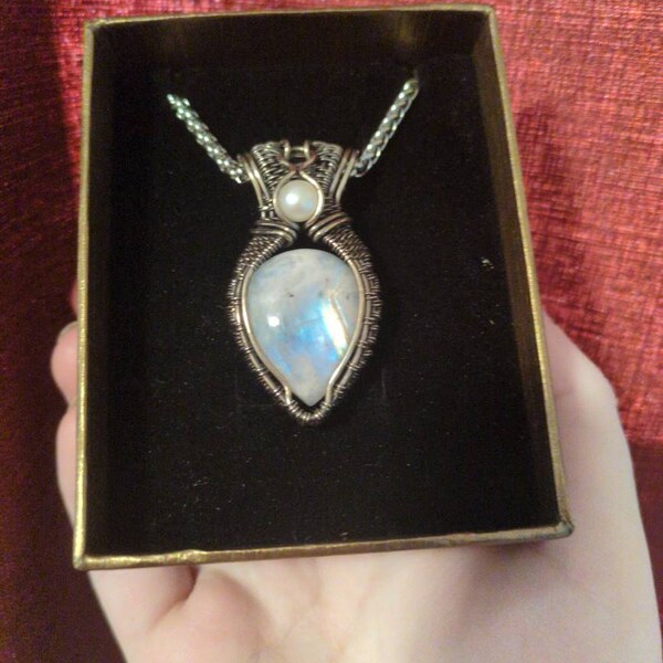 Moonstone Tree of Life Pendant, Wire Wrapped Necklace, Handmade Crystal ...