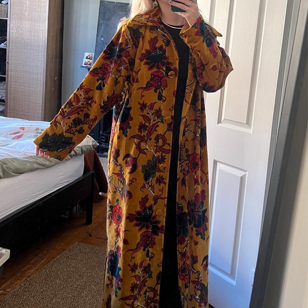 Long Velvet Jacket With Collar - Etsy