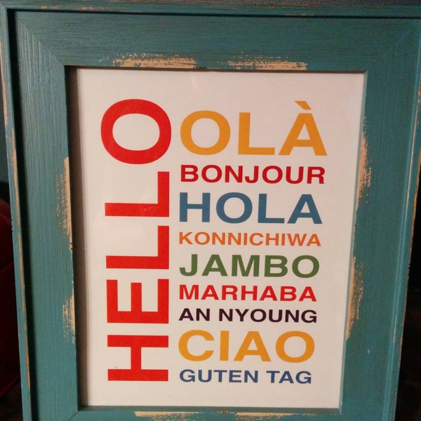 Hello Bonjour Hola Wall Art, Kids Wall Art, Nursery Wall Art, Home ...