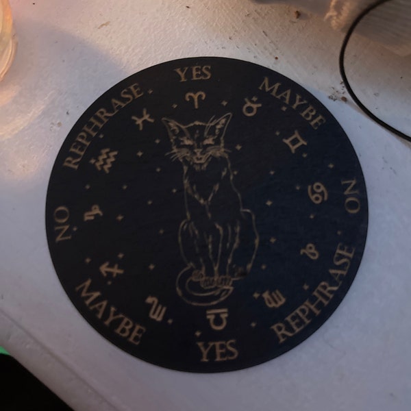 Black Cat Wood Pendulum Board | Laser Engraved | Divination | Scrying ...