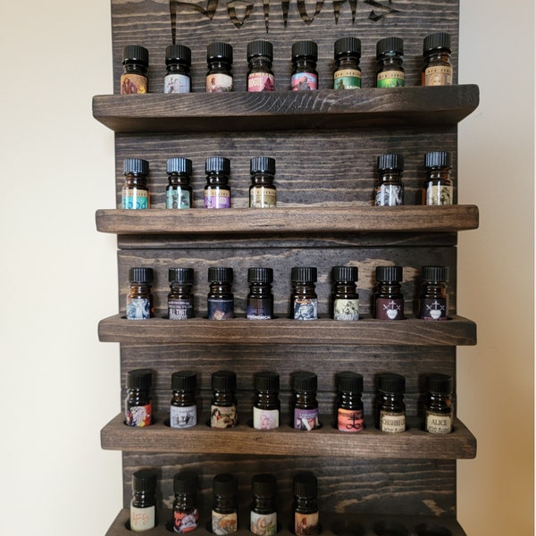 Rustic Essential Oil Shelf / Wood Essential Oil Wall Display - Etsy
